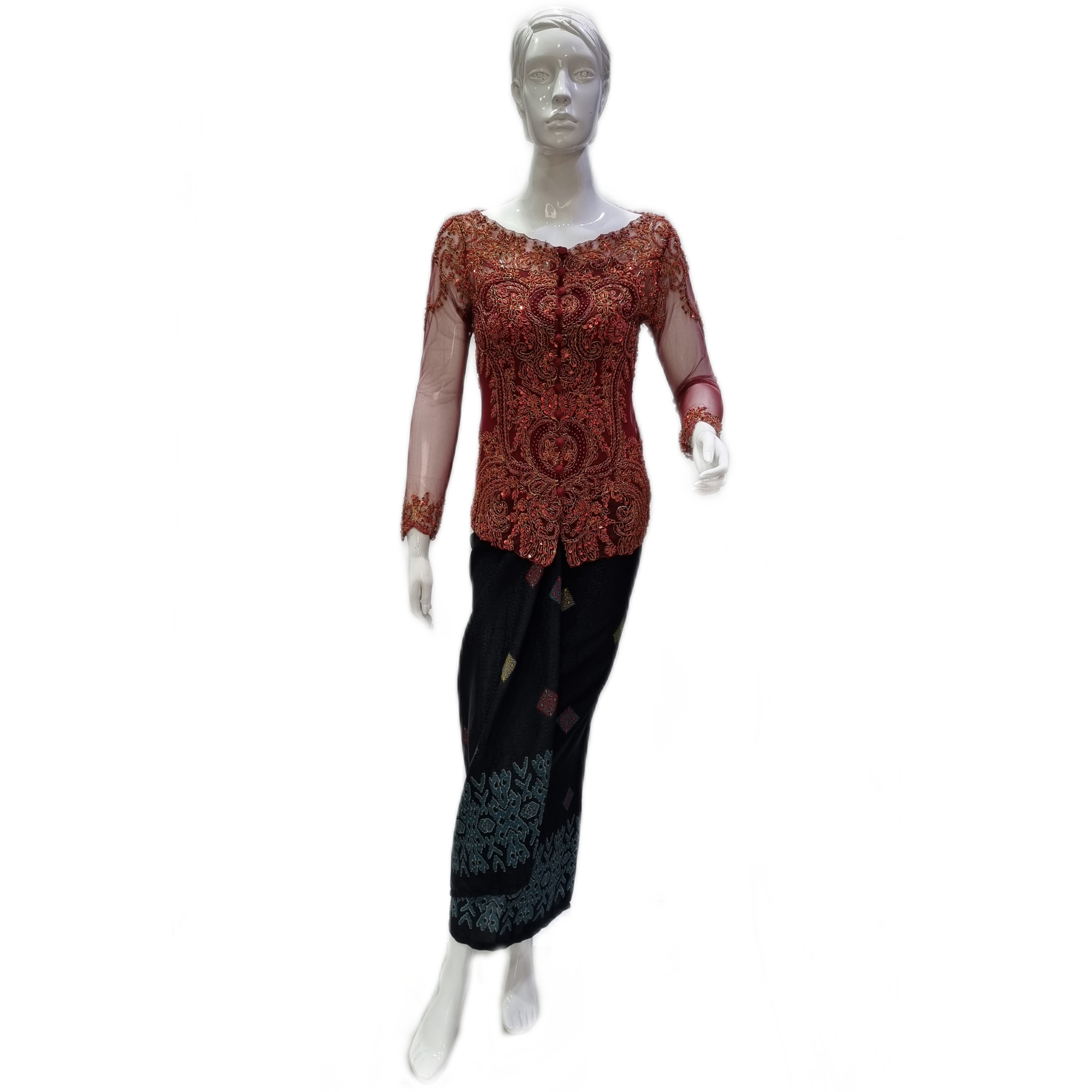 Kebaya Modern Maroon LAA0076 - Gading Kostum